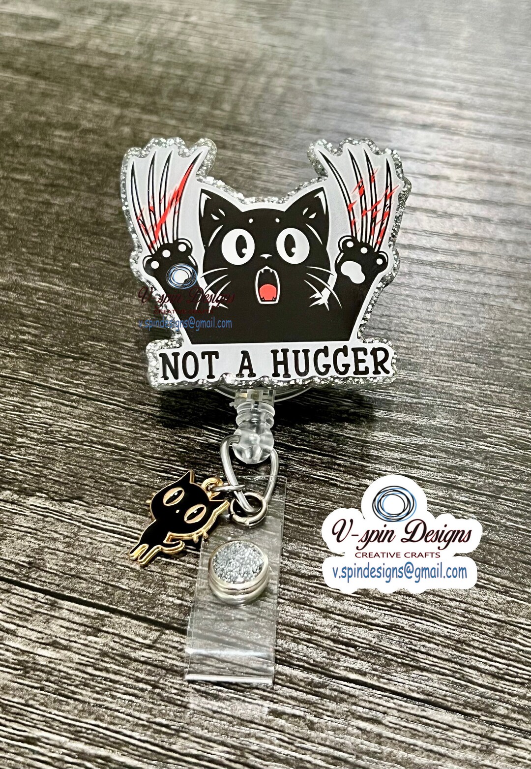 1.9 Acrylic funny not A Hugger Badge Reel/id Holder Card Holder/nurse ...