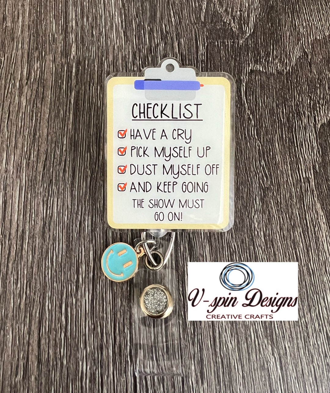 2 Acrylic funny Checklist Badge Reel/id Holder Card Holder/nurse ...