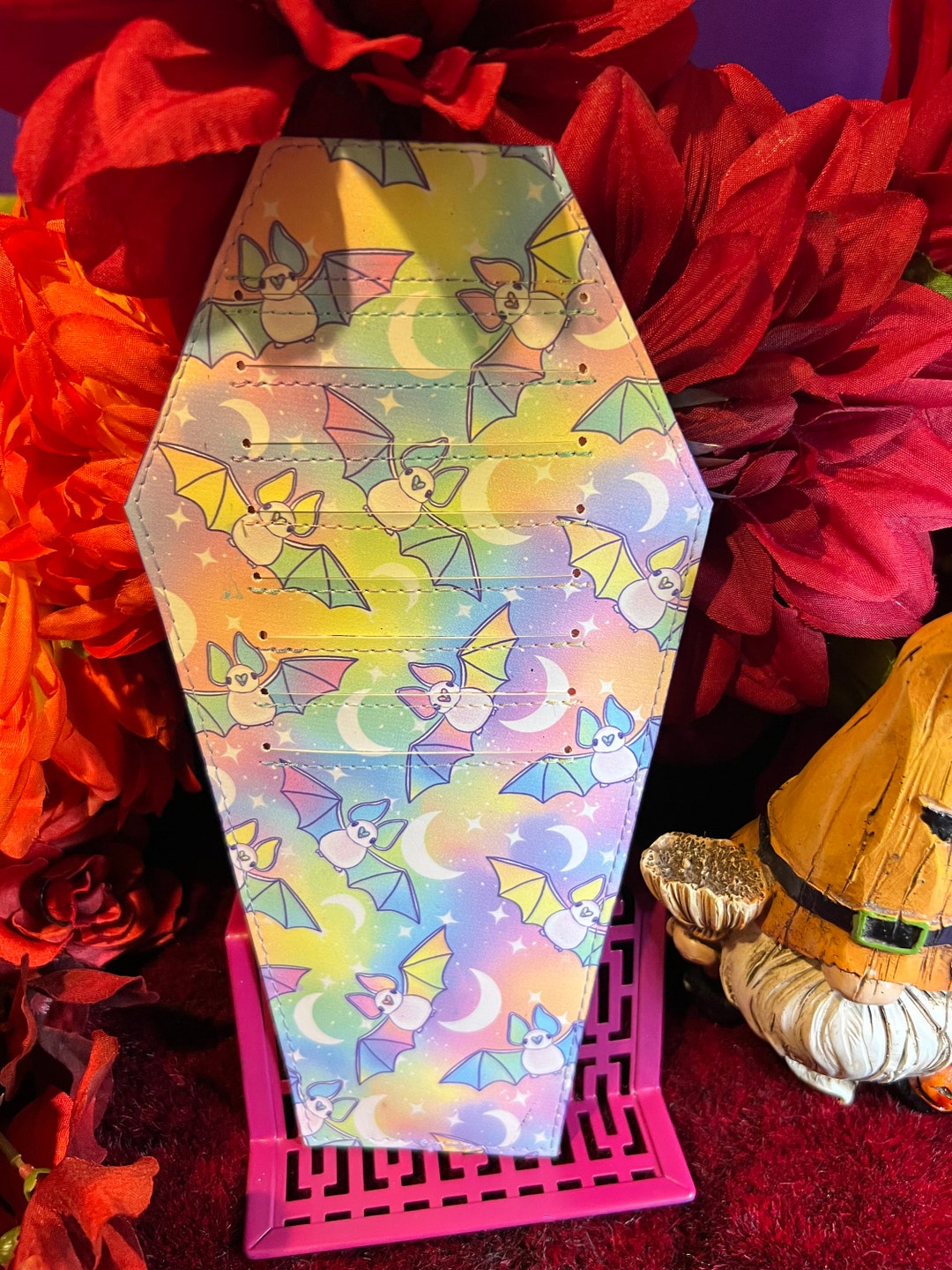 Pastel Bats Coffin Shaped Change Purse With Zipper and Card Slots-large ...