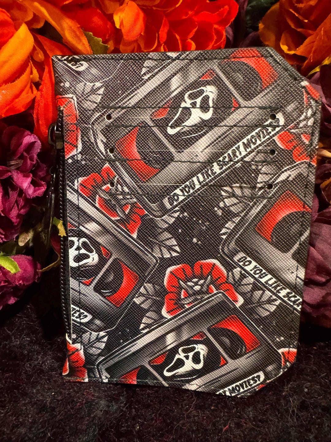 Scream Ghost Killer VHS With Flowers Pocket Pal Wallet With Zipper and ...
