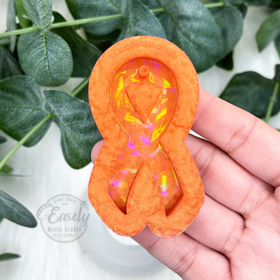 Holographic Awareness Ribbon Keychain Mold, Resin Mold, Silicone Mold ...