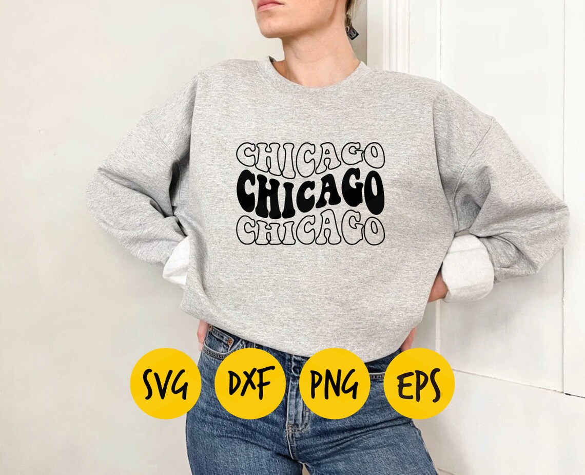 Chicago Retro Wavy Svg Chicago Svg,dxf, Png. DIGITAL FILE - Etsy