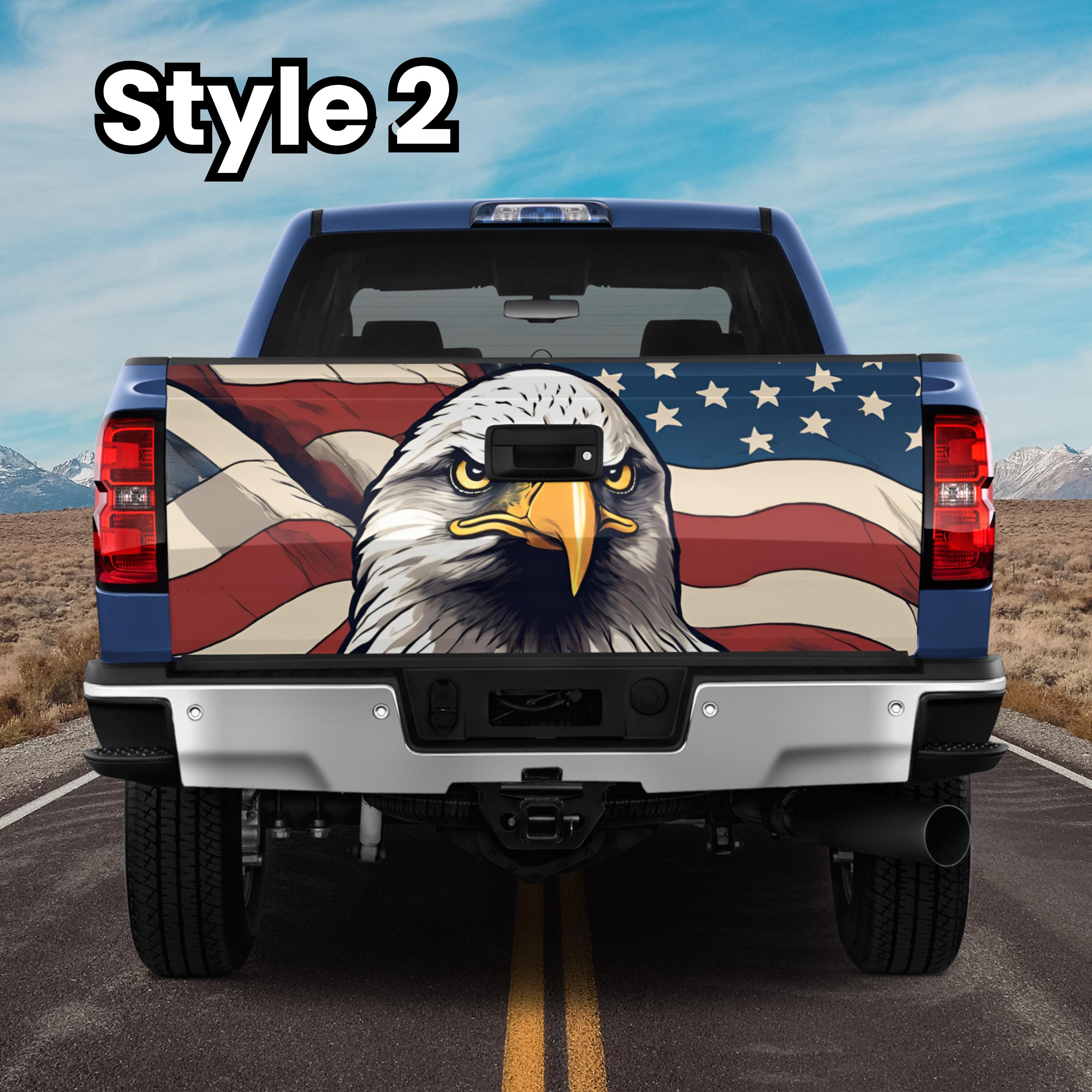 American Flag Eagle Tailgate Wrap Vinyl Decal | Patriotic Rear Truck ...