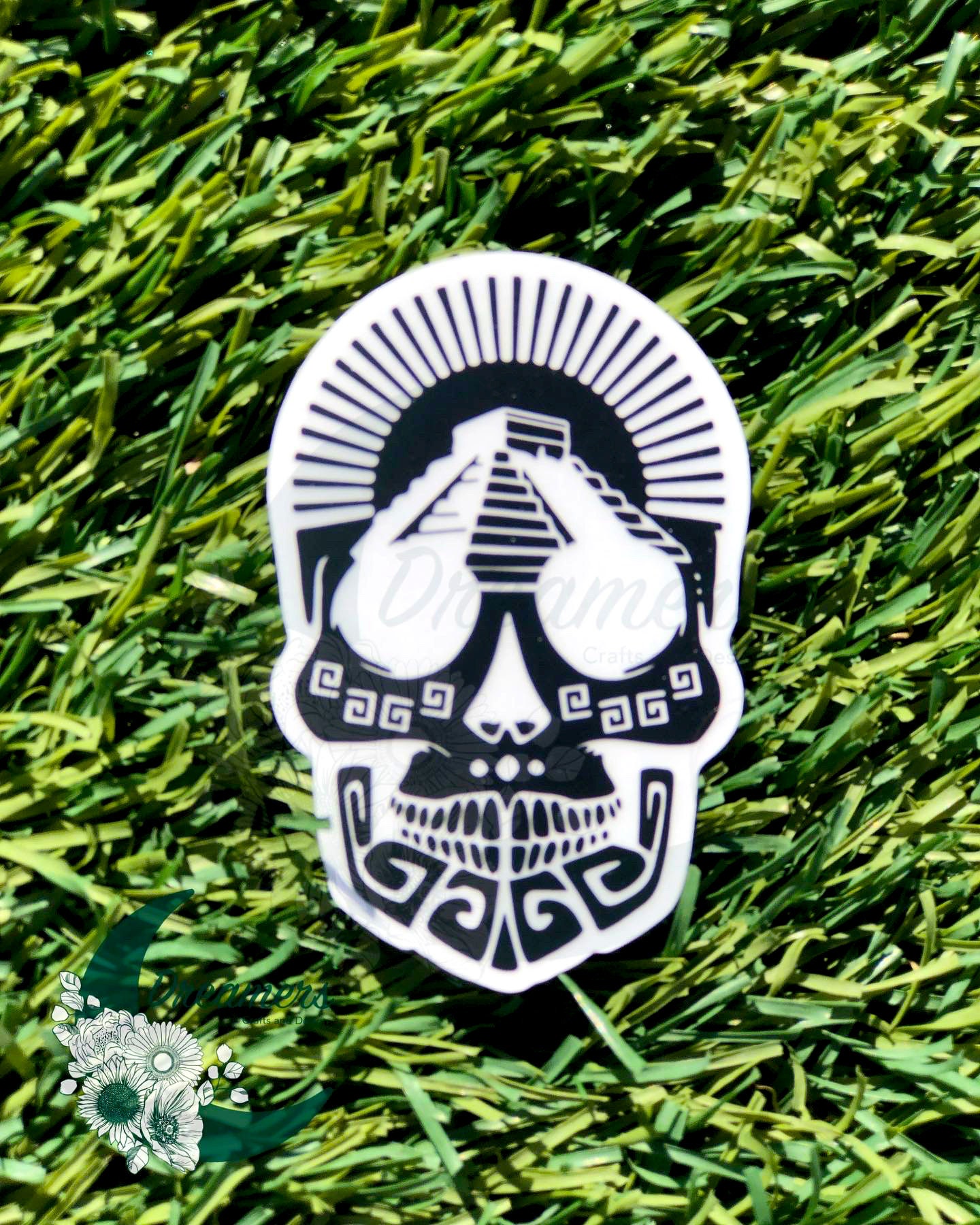 Aztec Calavera Vinyl Sticker | Clear Sticker | Pyramid Design ...