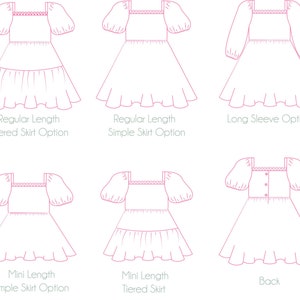 Jasmine Mini and Dress PDF Digital Sewing Pattern Sizes 1-14, Girls ...