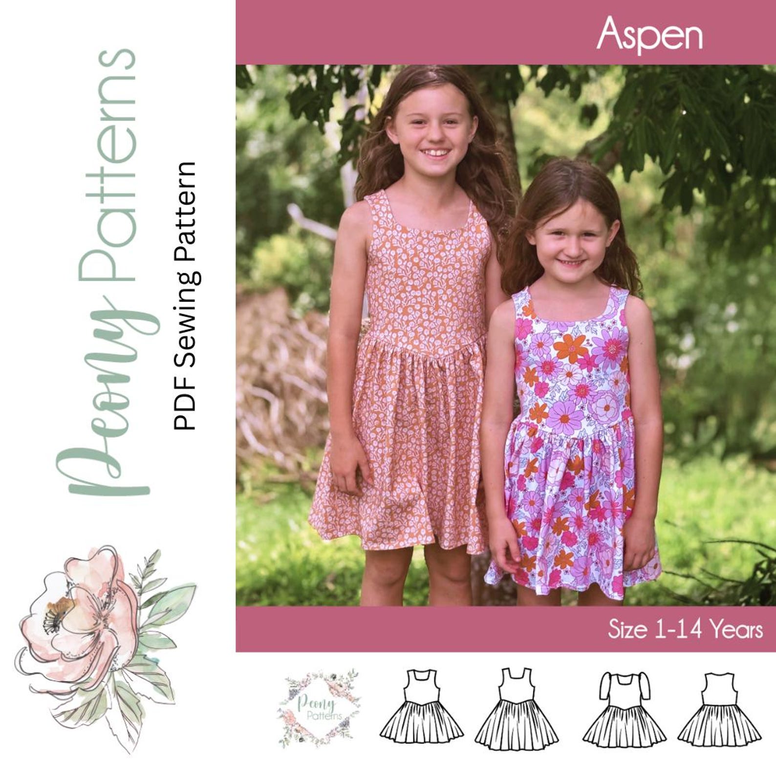 Aspen Dress PDF Sewing Pattern Sizes 1-14 - Etsy