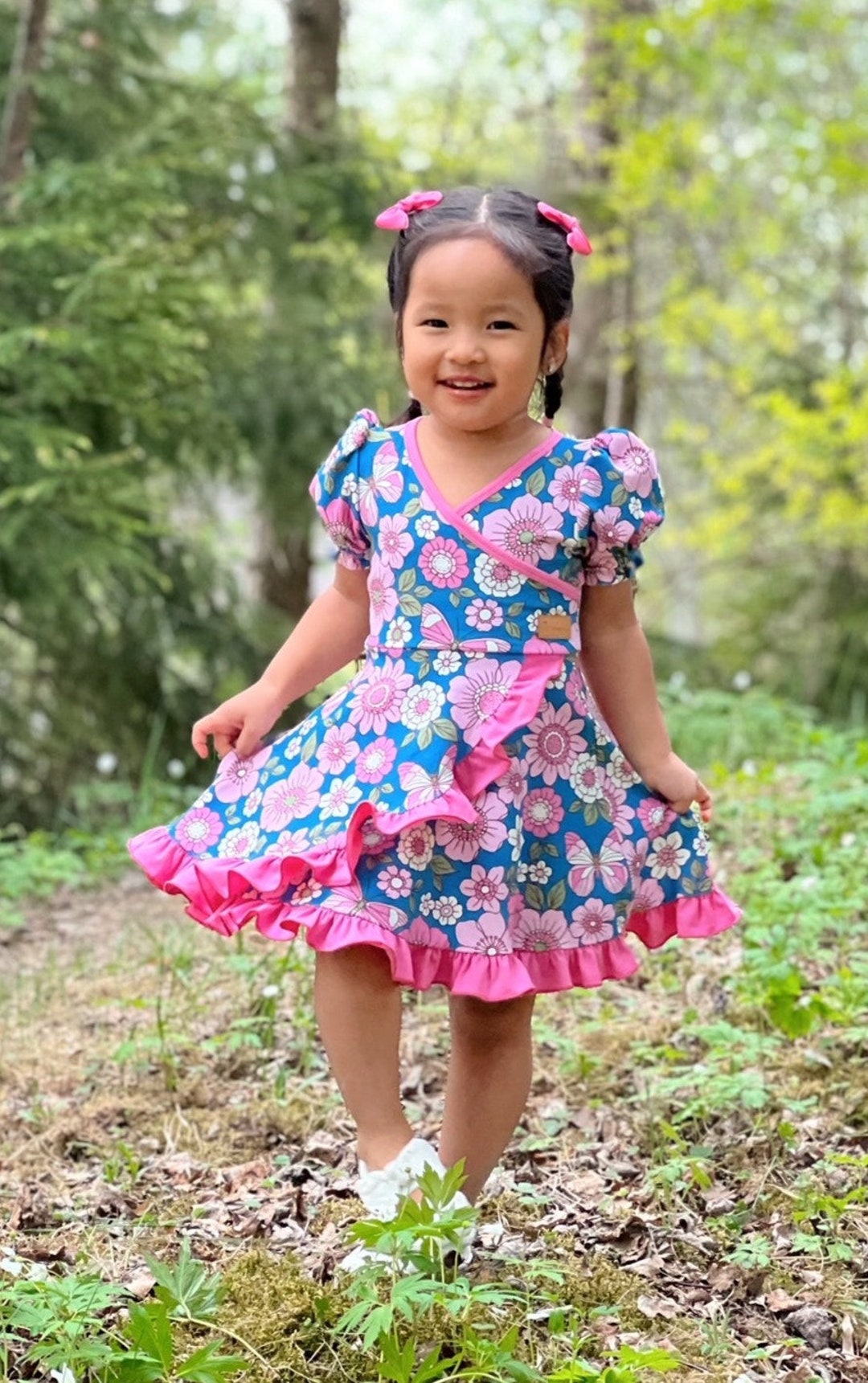 Vetiver Knit Dress PDF Sewing Pattern: Crossover Bodice, Ruffle Skirt ...