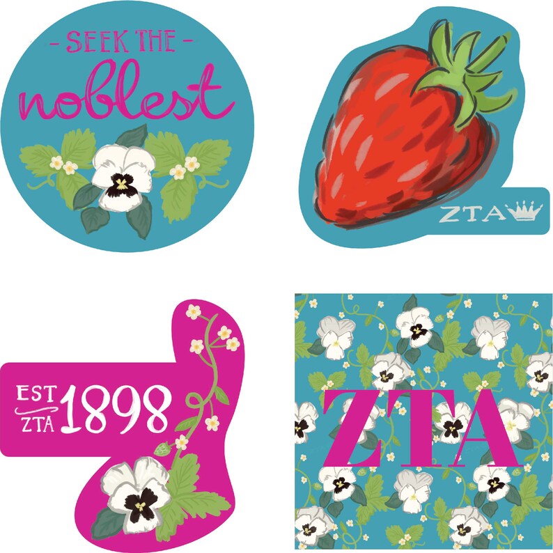 Zeta Tau Alpha Sticker Pack Vinyl Sorority Stickers Zeta Stickers ZTA ...