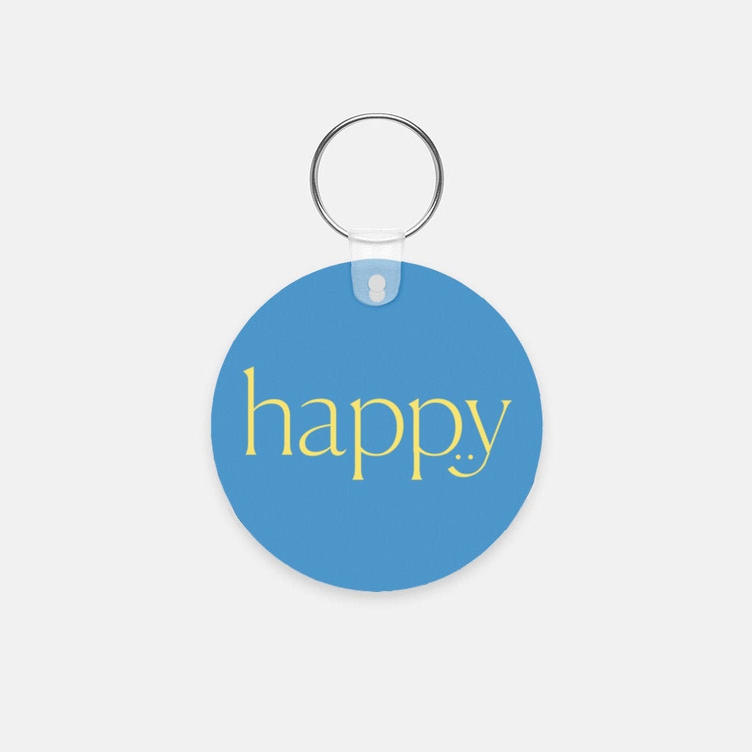 Happy Face Key Ring Blue and Yellow I Happy Smiley Face Key Ring | Fun ...