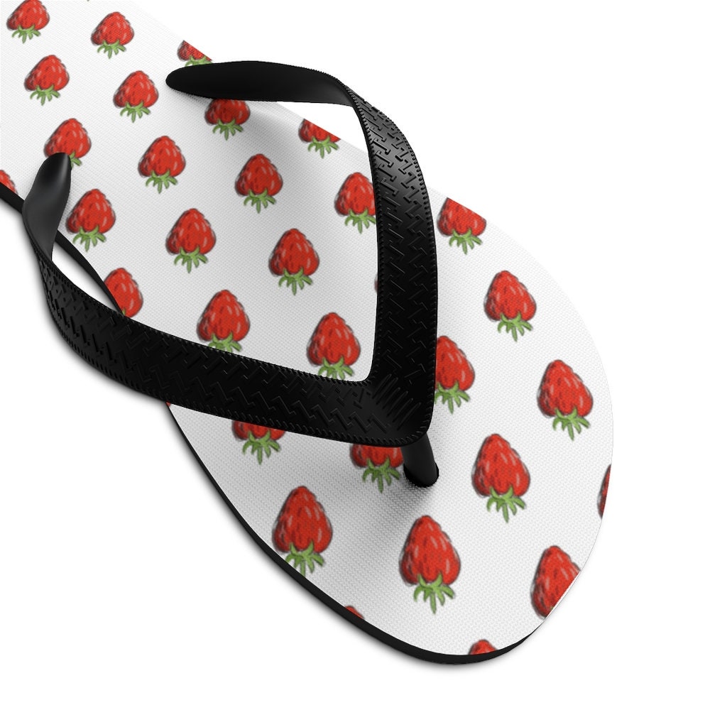 Strawberry Pattern Flip-flop Sandals | Strawberry Flip Flops, Size S, M ...