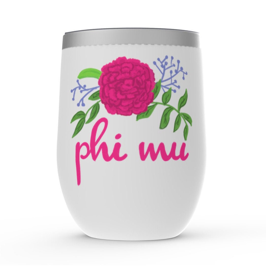 Phi Mu Stemless Wine Tumbler | Phi Mu - Etsy