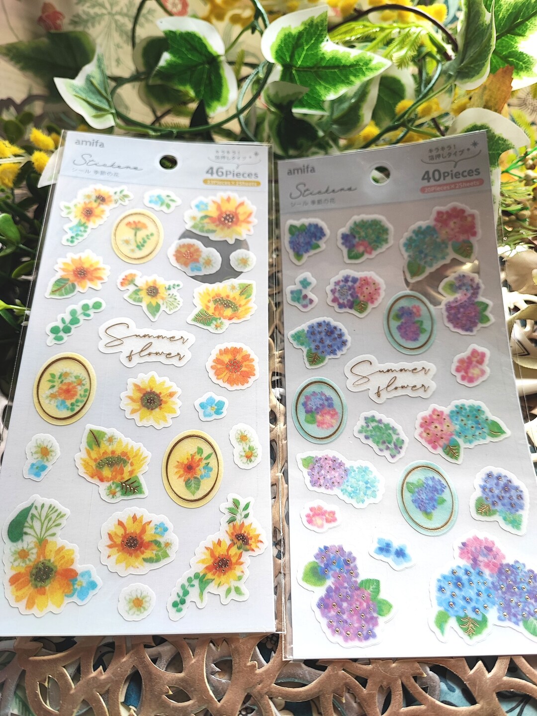 Seasonal Flower Foil Stickers,amifa_sunflowers /hydrangea - Etsy