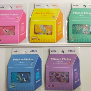 Amifa Flake Stickers Favorite Colors 40p _ Pink /yellow /mint /blue ...