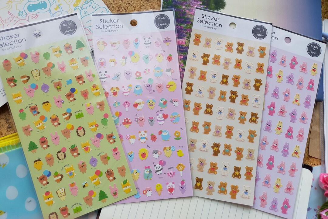 Sticker Selection Design Seals Animals gaia_green /pink /bear - Etsy