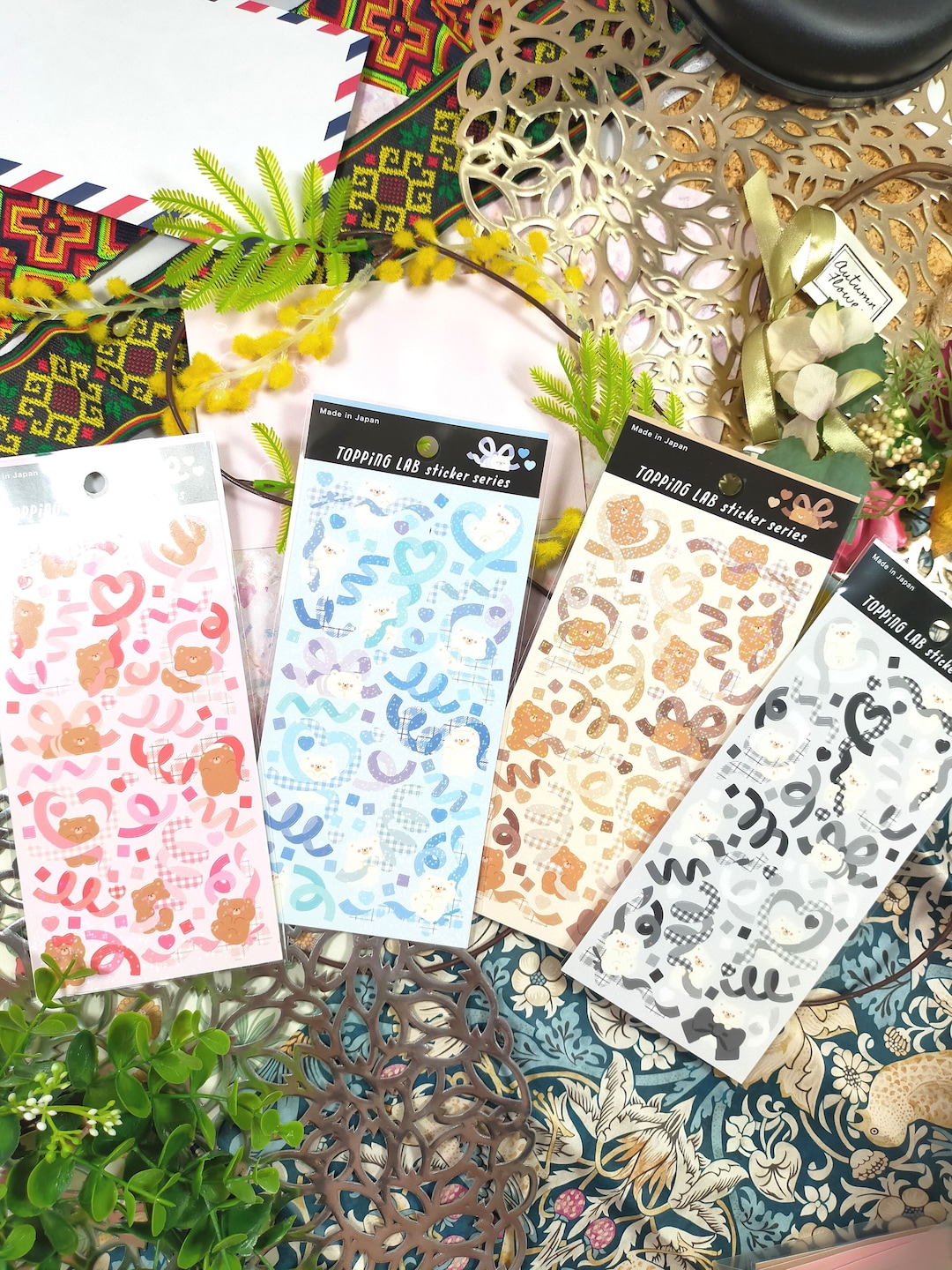 Topping Lab Sticker Series, Bear Gaia_pink /blue /brown /gray - Etsy UK