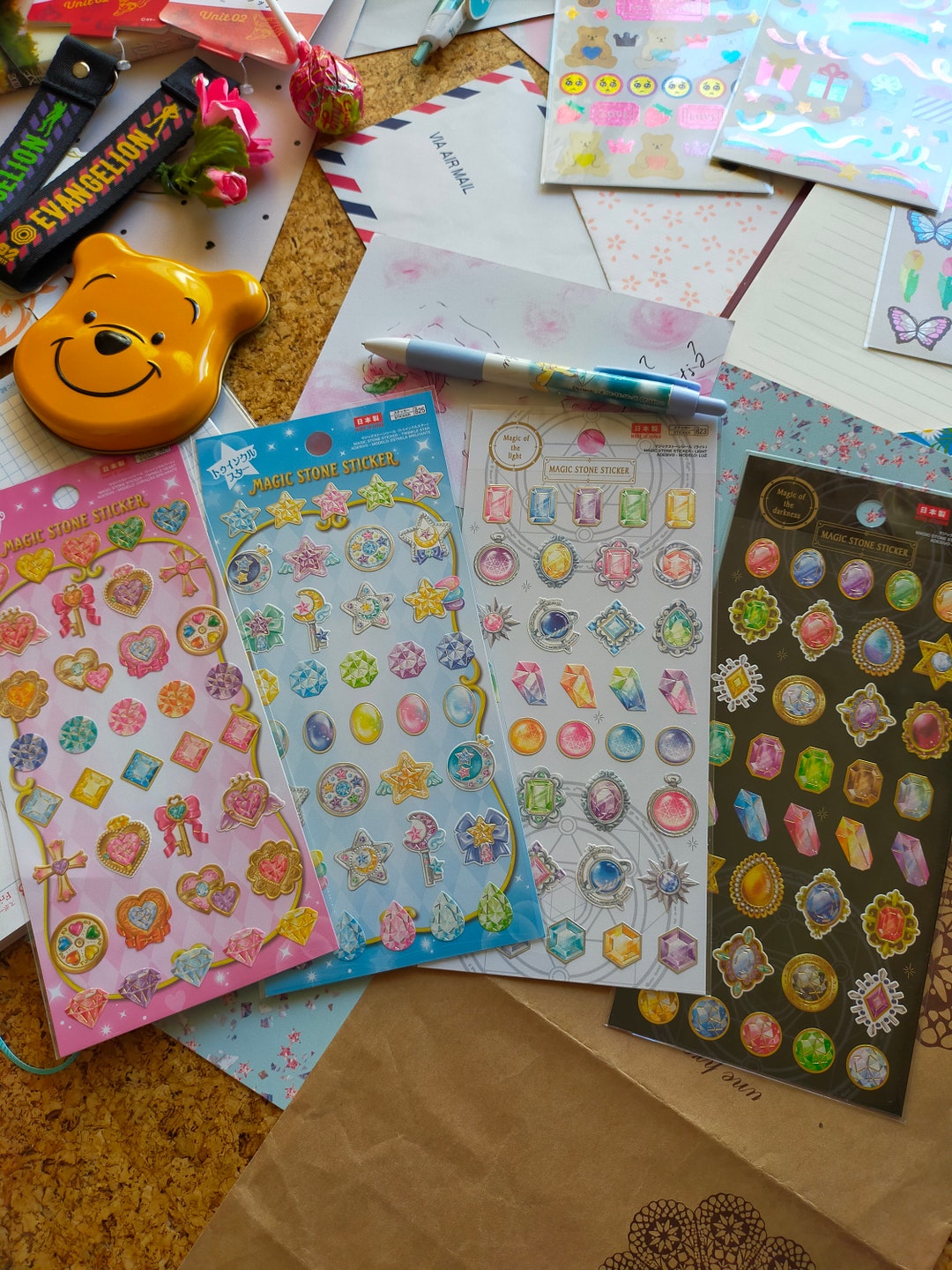 Magic Stone ,daiso Sticker_twinkle Heart /twinkle Star /white Gem ...