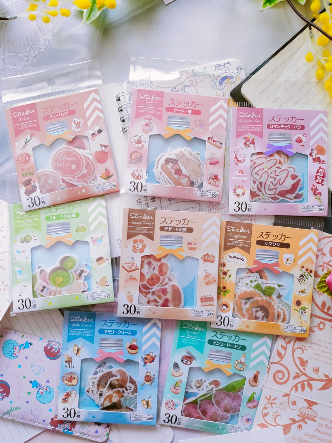 Flake Seal Sticker 30pcs,daiso Sticker_rose /cake /tulip /sunflower ...