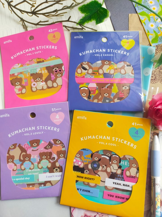 Amifa Flake Seal Kumachan Stickers_ 1 Cute /2 Casual /3 Lovely | Etsy