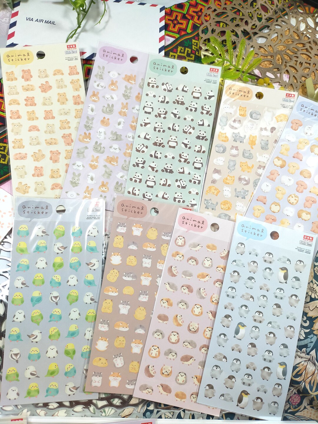 Animal Sticker,daiso_bear /rabbit /panda /cat /dog /parrot /hamster ...