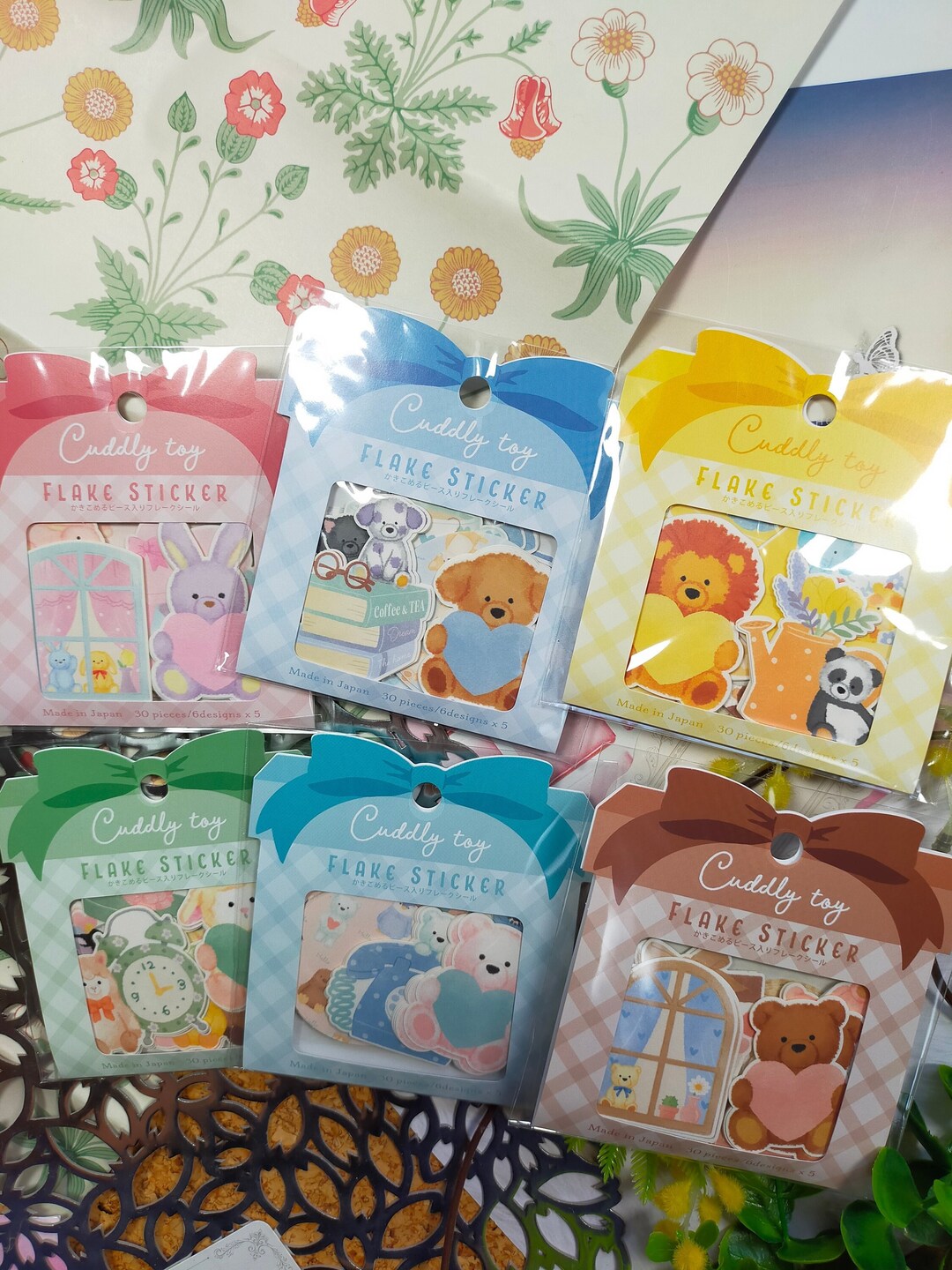 Flake Sticker Cuddly Toy, Gaia_pink Rabbit /blue Dog Cat /yellow ...