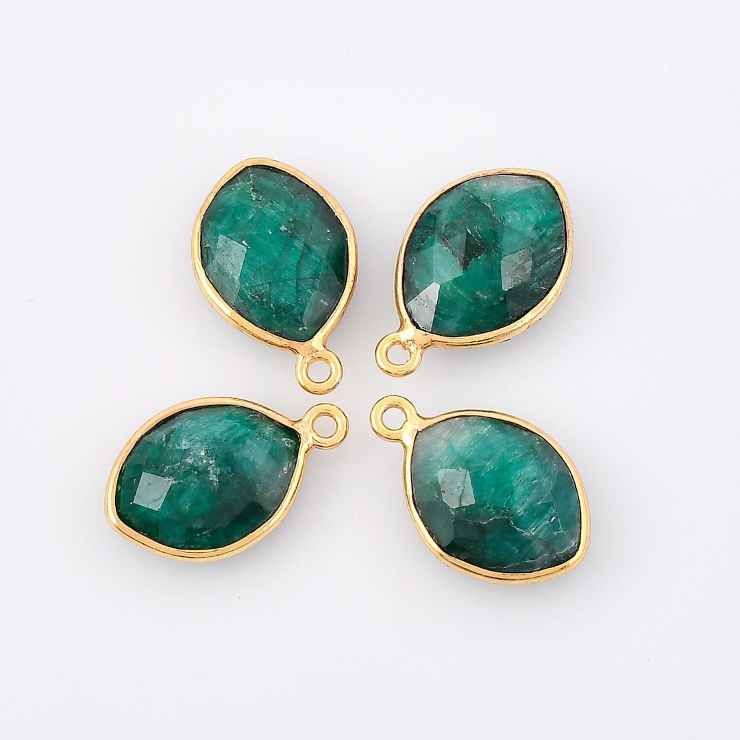 Conector de dije de bisel de esmeralda de 10 x 13 mm, bisel chapado en ...