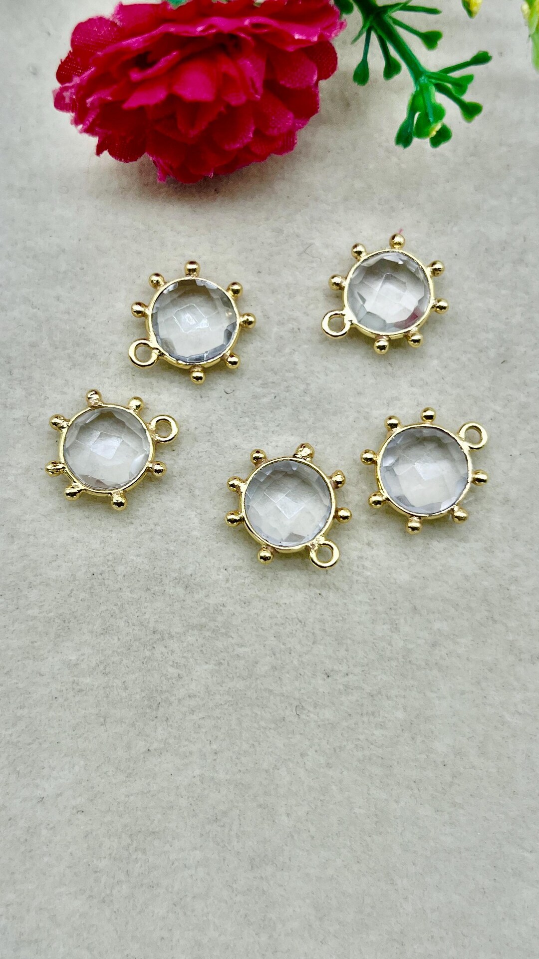 Crystal Quartz 10mm Round Connector | Jewelry Making Supplies | Bezel ...