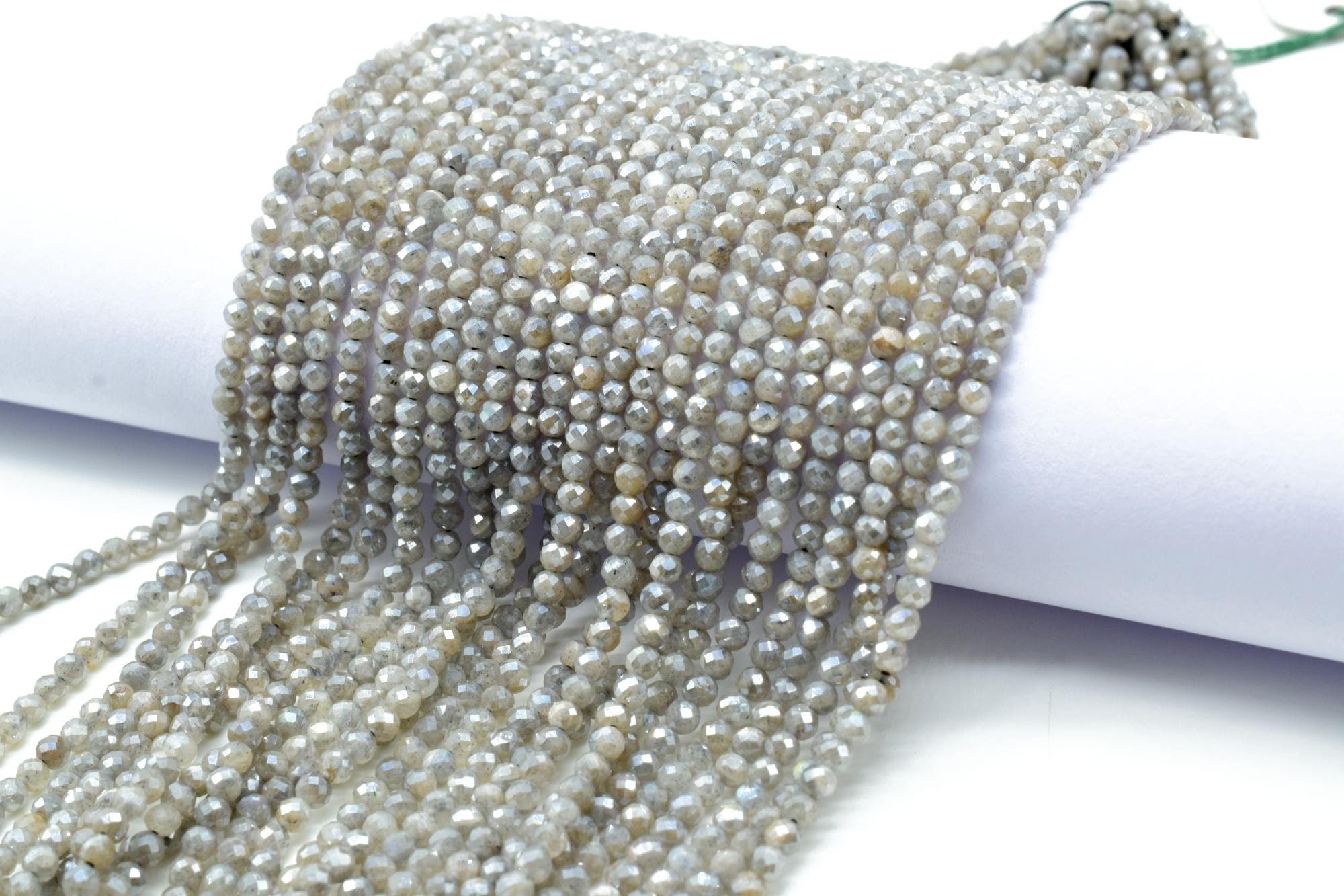 Labradorite Coated Faceted Beadssilver Coated beads3mm | Etsy