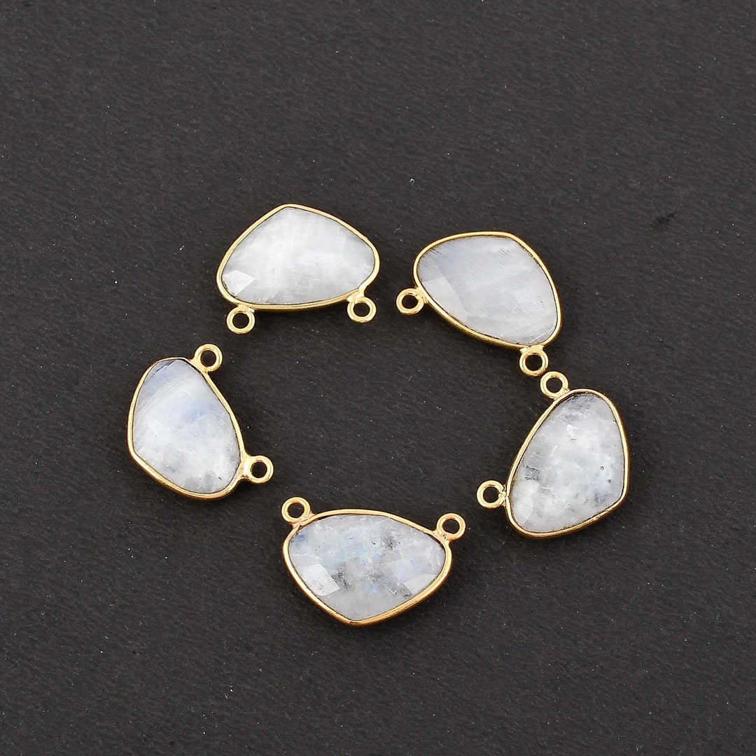 Moonstone 10x15mm Bezel Dual Connector,moonstone Kidney Shape Gold ...