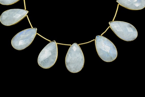 Moonstone 12x20mm Gold Plated Charms 11 Pieces - Etsy