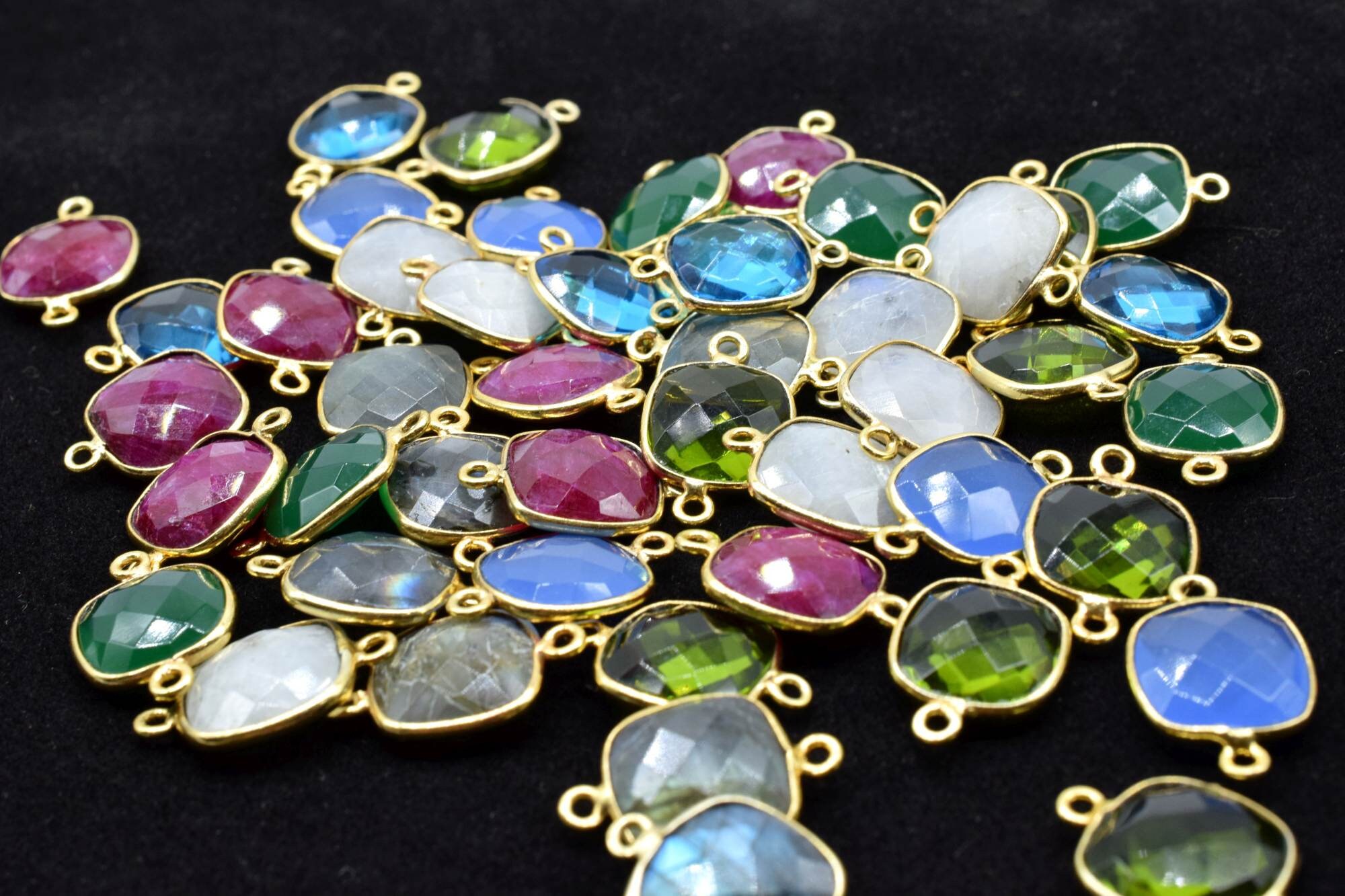 Peridot 12mm Cushion Double Loop Connectorselegant Peridot - Etsy