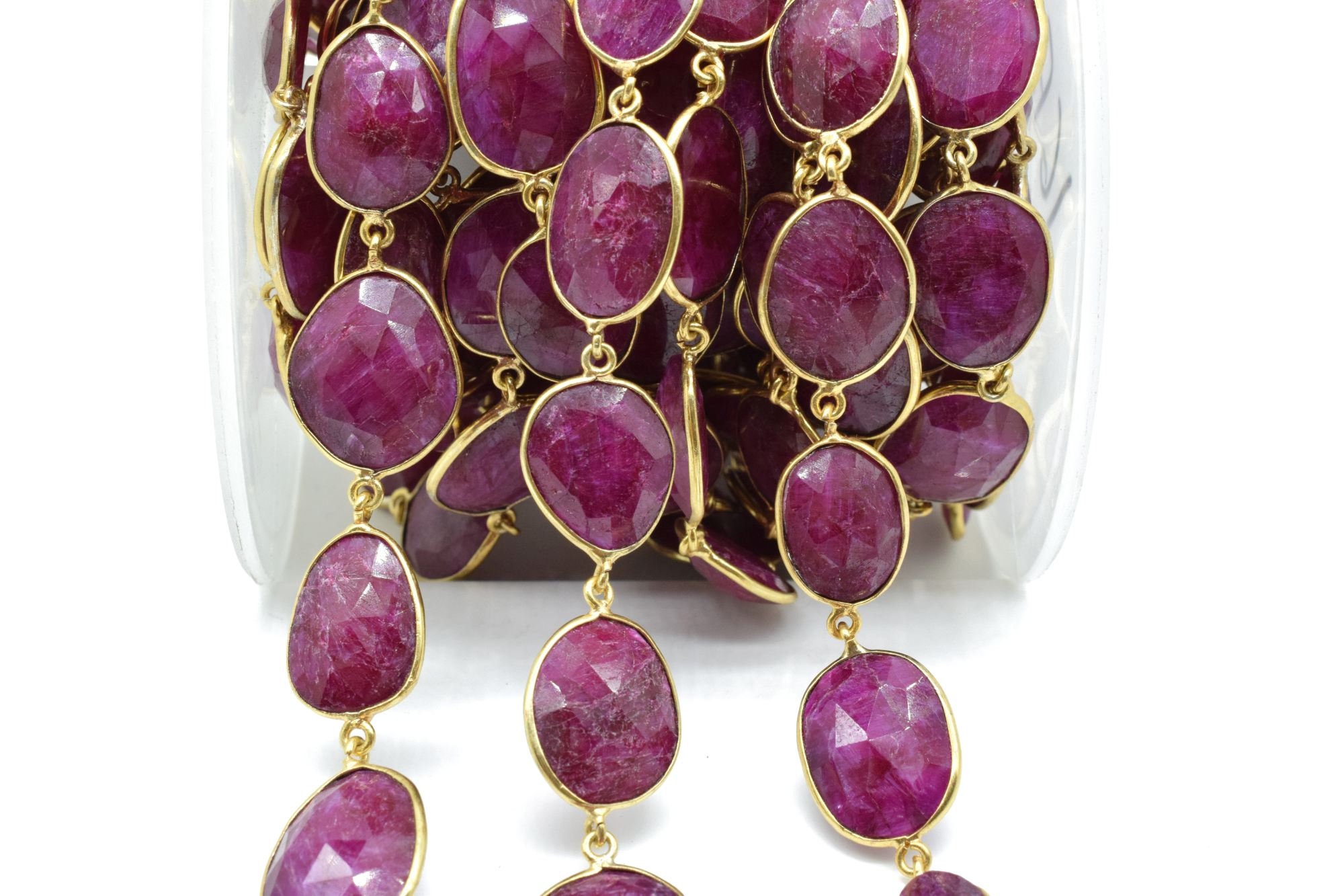 Ruby Connector Link Chain-ruby Bezel Chain,ruby Free Shape Connector ...