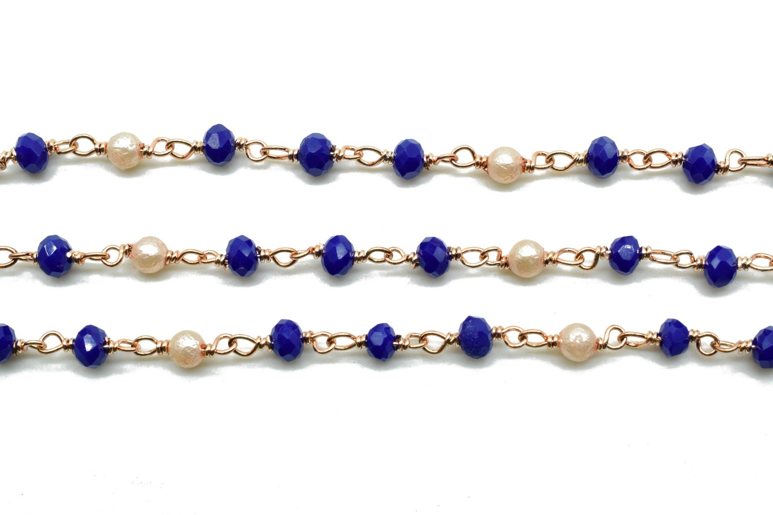 Sapphire Wire Wrapped Rosary Chain, Beaded Chain, Rosary Chain ...