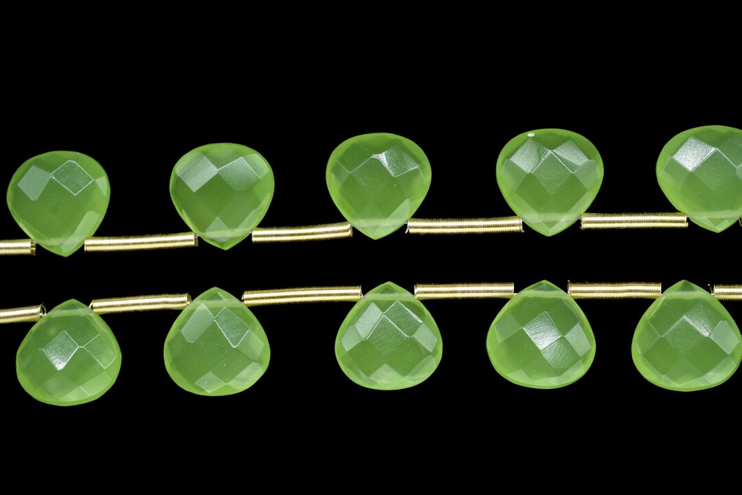 Prehnite Faceted Heart Shape Briolettes,green Gemstone Heart Beads ...