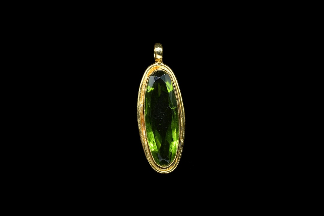 Peridot Oval Shape Pendants Charm,statement Pendants,loop Pendant,brass ...