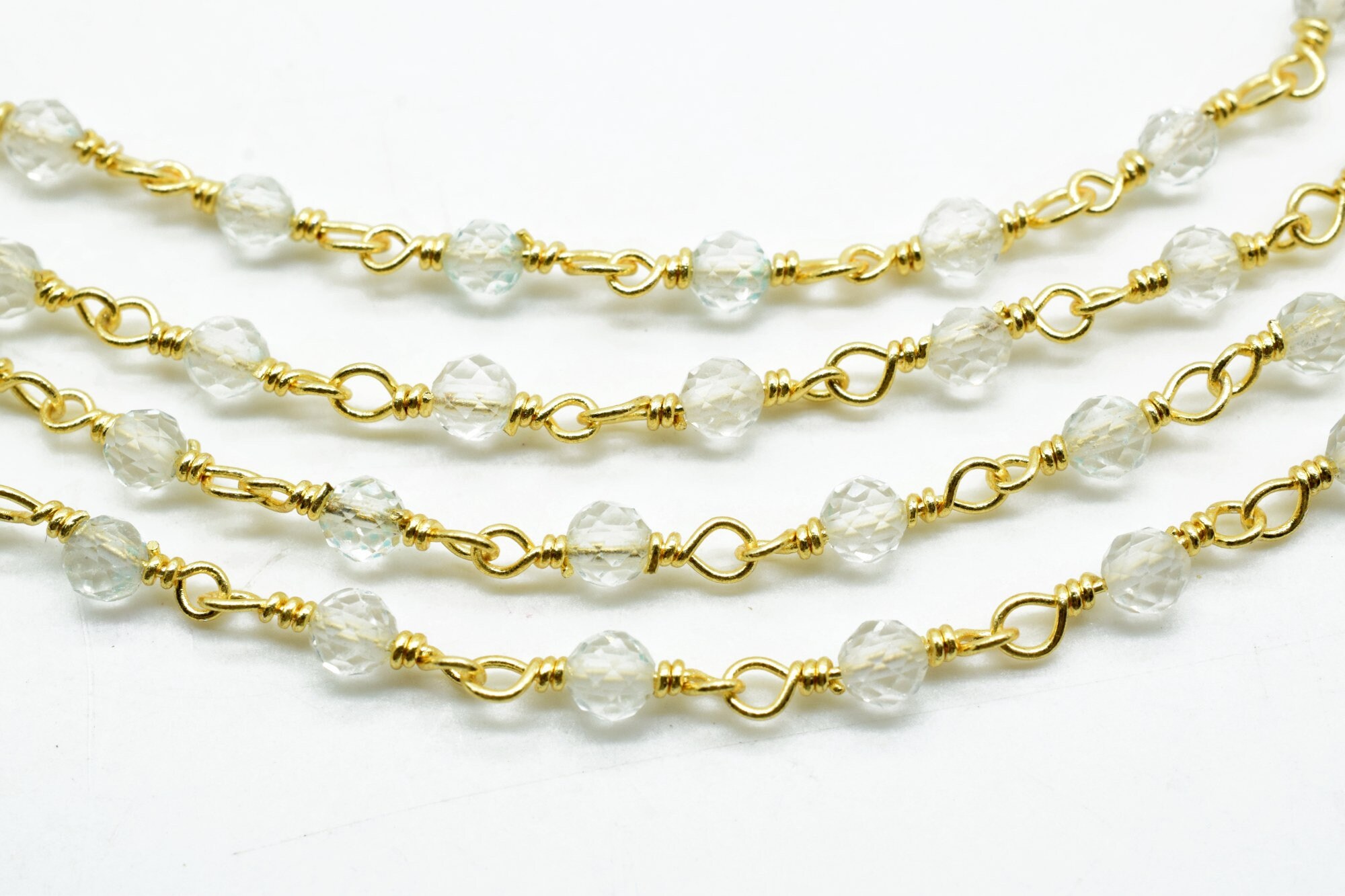 Crystal 3mm Beaded Chain,rosary Bead, Cut Glass, Super Sparkly, by Foot ...