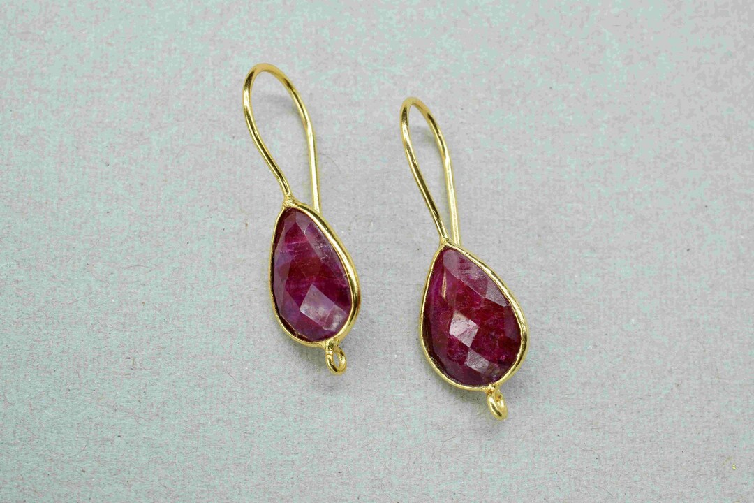 Ruby 9x13mm Teardrop Shape Earring,gemstone Ruby Component Jewellery ...