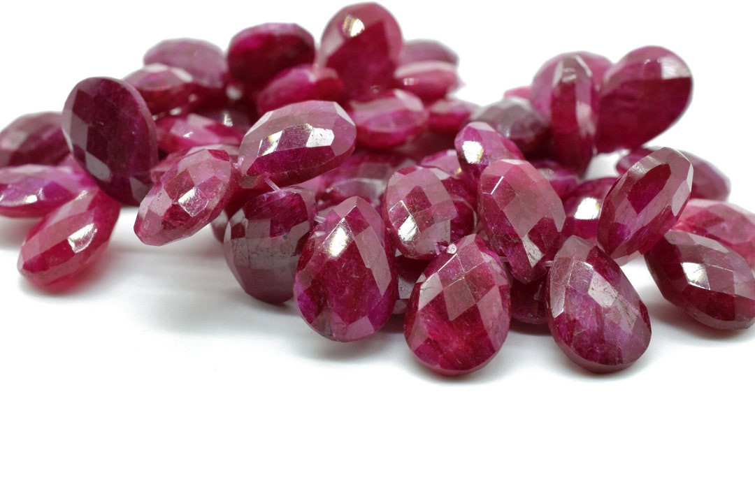 Ruby 9x13 Briolettes,natural Ruby Beads,faceted Ruby Beads,ruby Beads ...