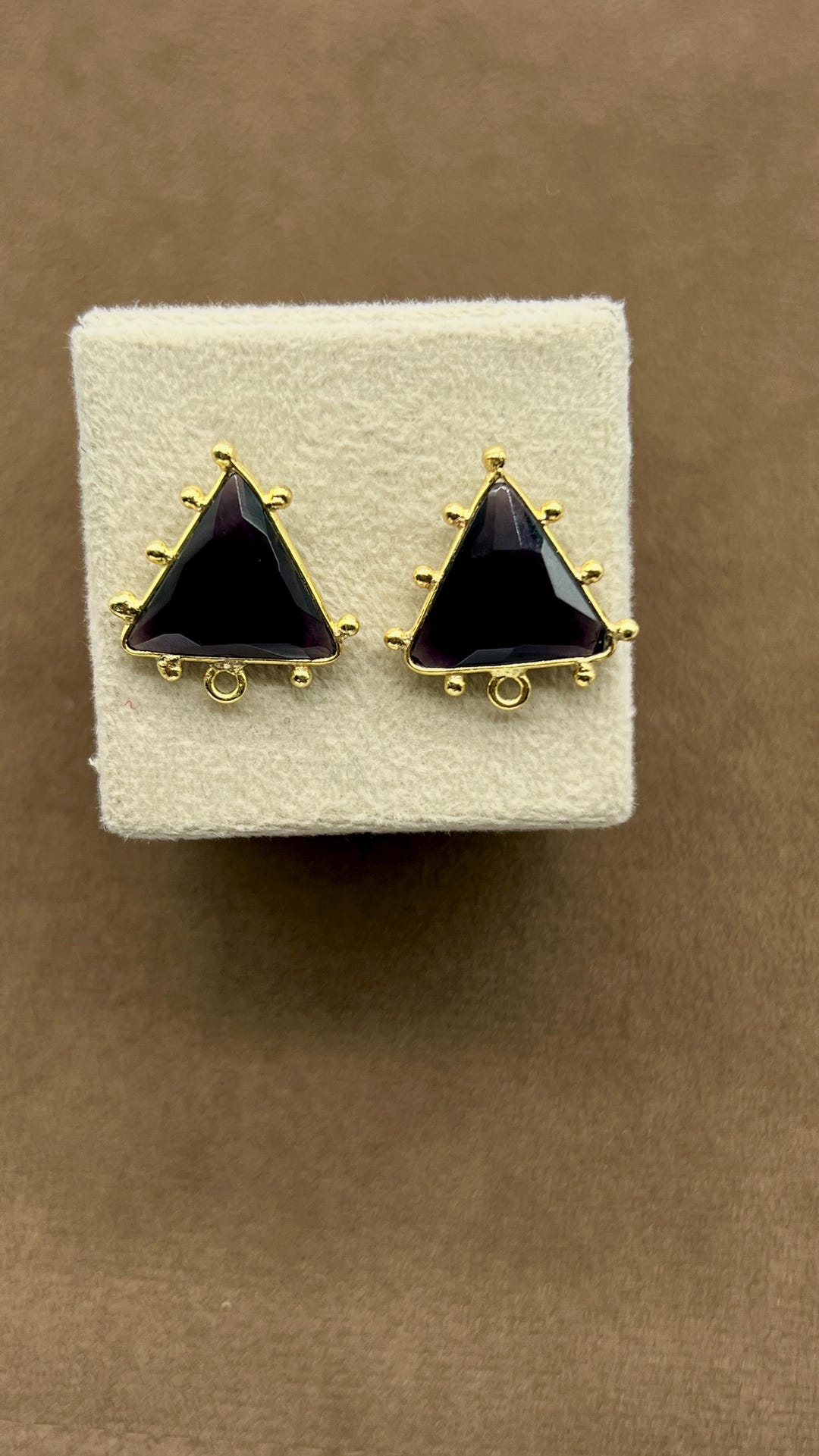 Black Onyx Triangle Connector Charm | Gold Plated Jewelry Making Supply ...