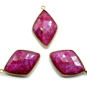 Ruby 20x30mm Bezel Charm,ruby Kite Shape Gold Plated Bezel,gold Vermeil ...