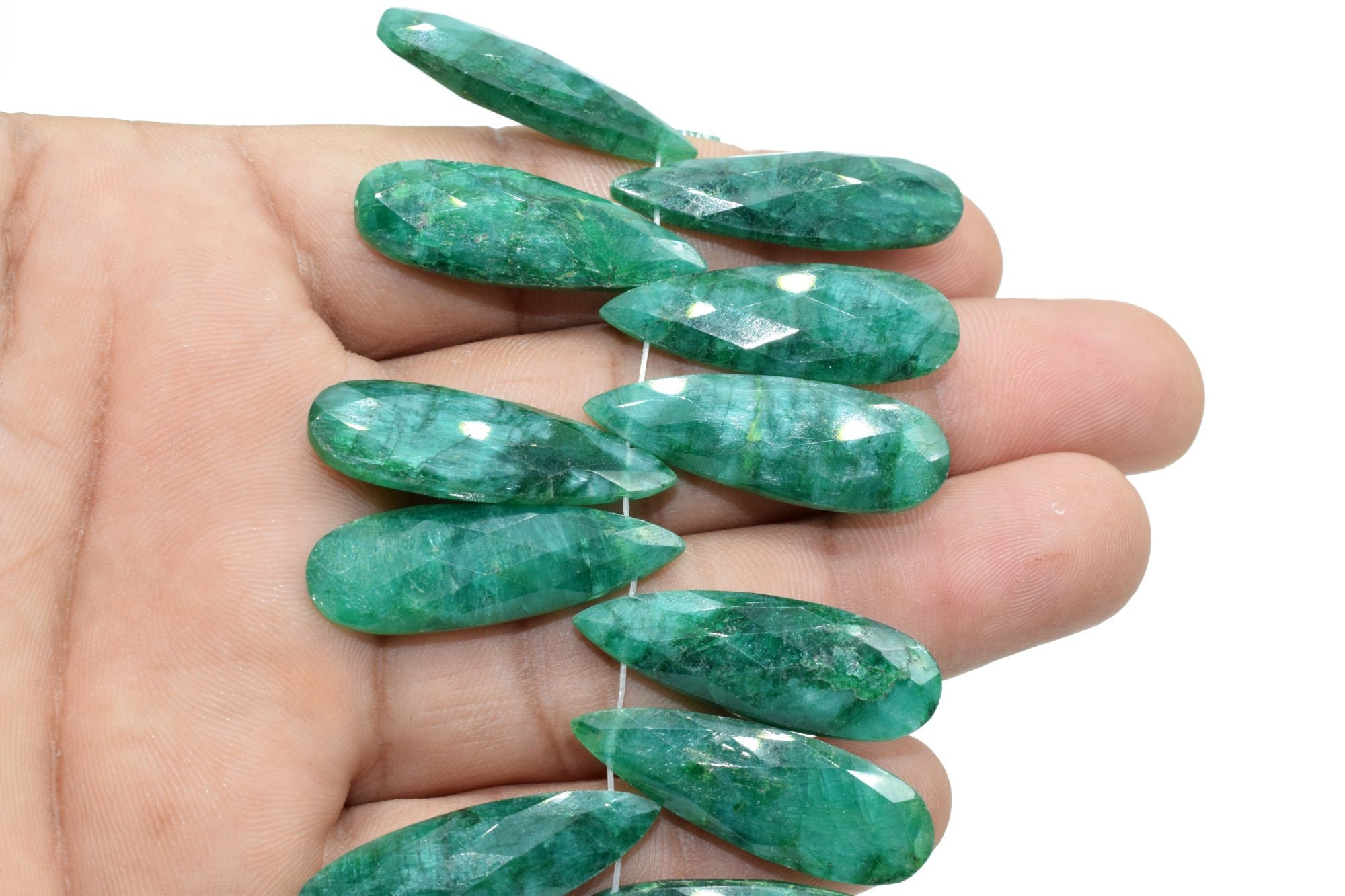 Emerald Long Drop 10x30mm Briolettes,emerald T Drilled Briolette ...
