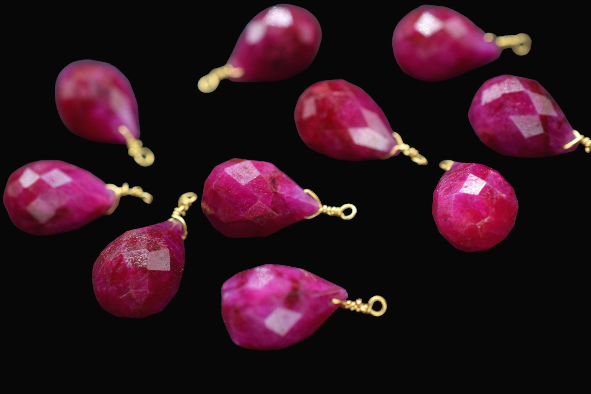 Natural Ruby 10x14mm Faceted Drops,ruby Wire Wrapped Beads,dainty ...
