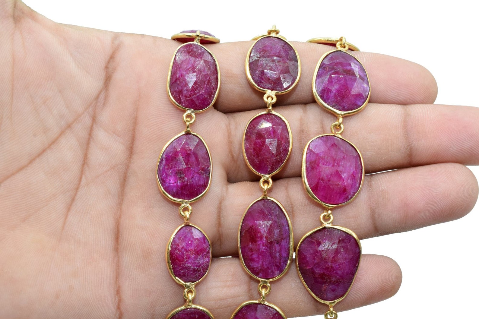 Ruby Connector Link Chain-ruby Bezel Chain,ruby Free Shape Connector ...