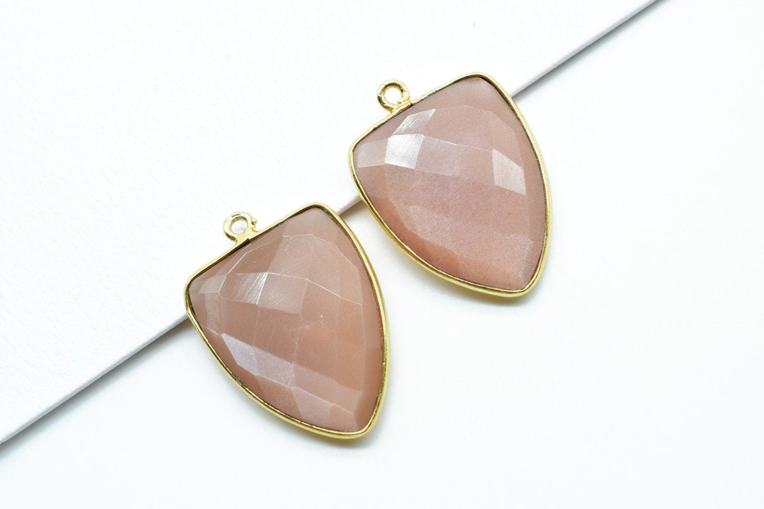 Peach Moonstone 17x22mm Triangle Shape Single Bail Connector,bezel ...