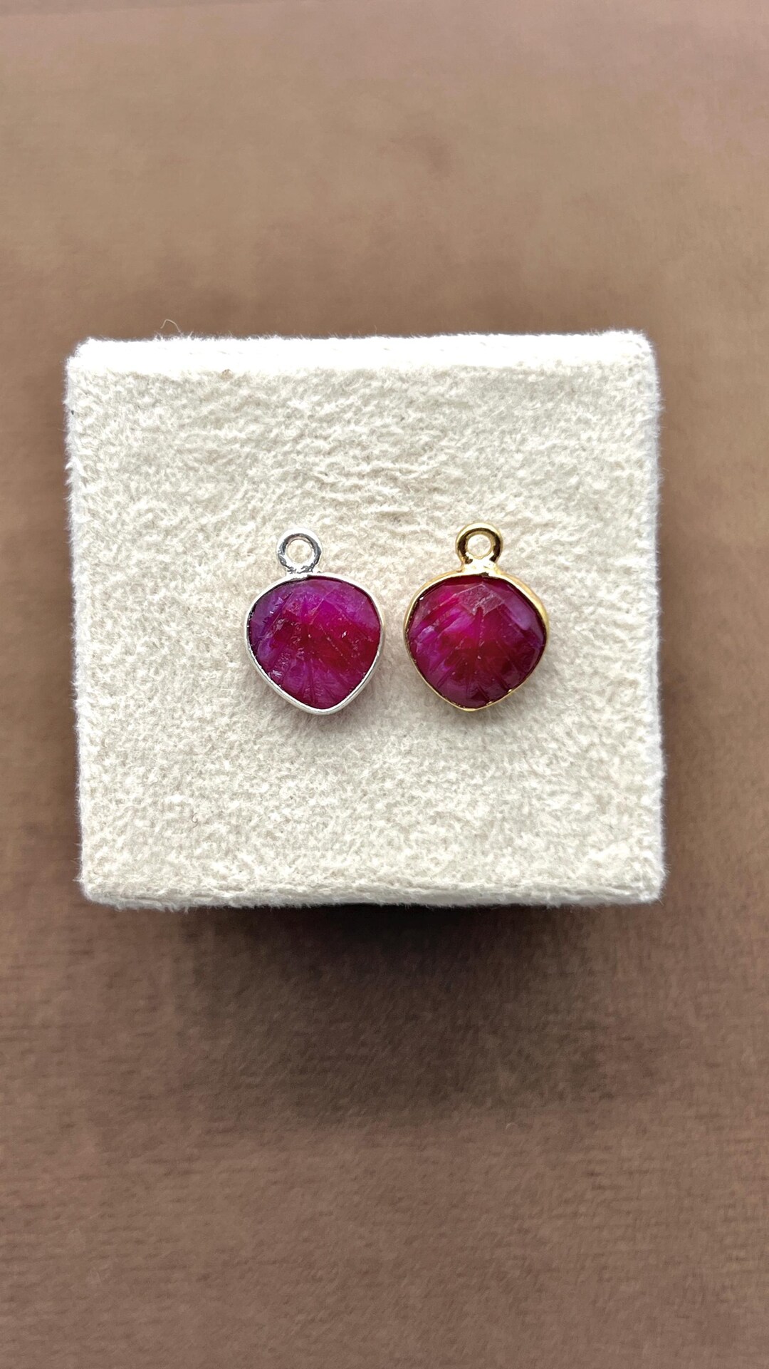 Hand-carved Ruby Heart Charm Connector – 10mm Gemstone for Dainty DIY ...