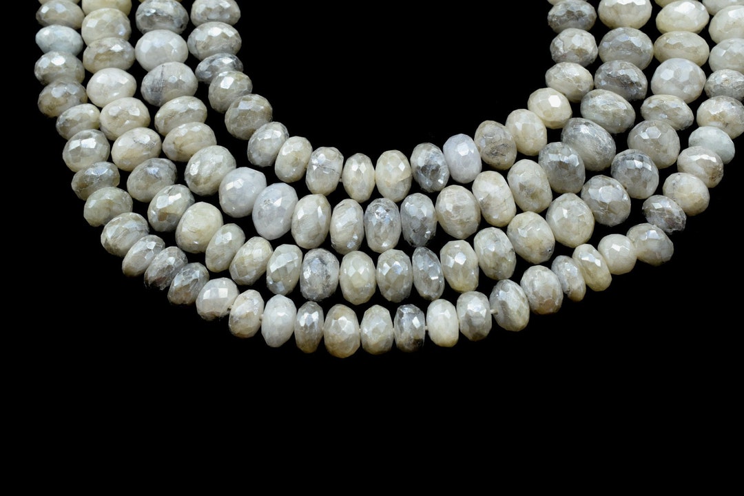 Gray Silverite Gemstone Roundlle Beads 7x7.5 Mm Gray Silverite Faceted ...