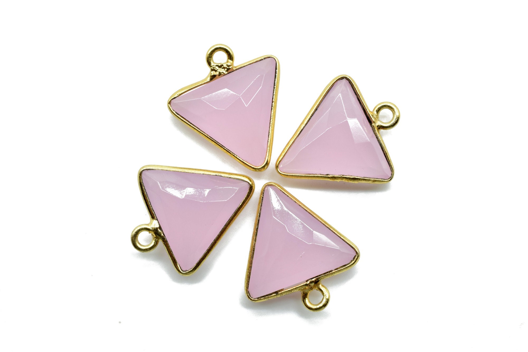 Pink Chalcedony 12mm Triangle Shape Single Bail Connectorpink | Etsy
