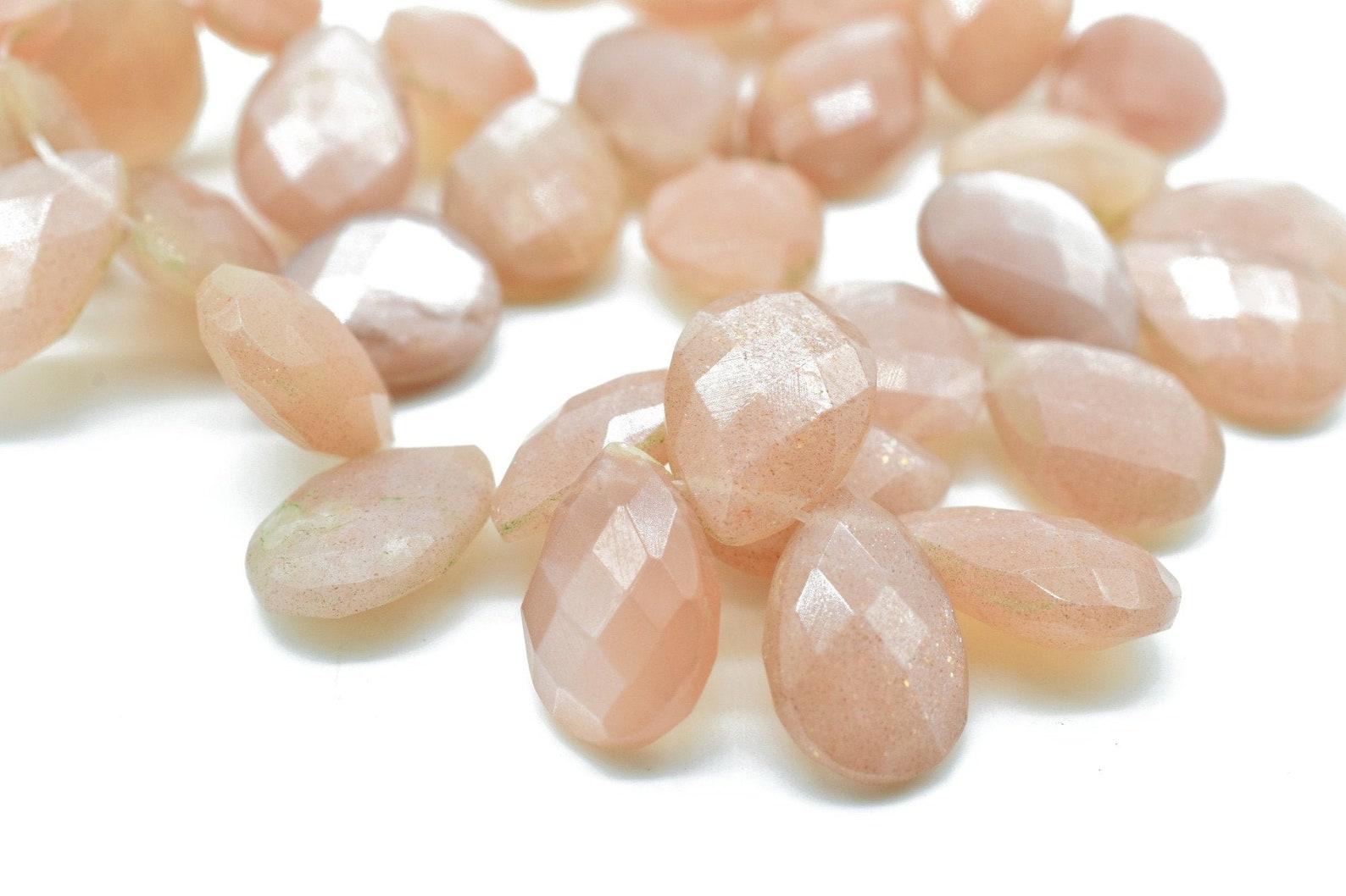 Peach Moonstone Briolettespeach Moonstone Beadsmoonstone - Etsy
