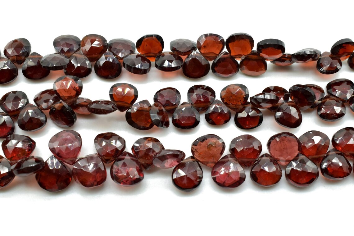 Mozambique Garnet 6mm Heart Shape Faceted Briolette,garnet Beads,garnet ...