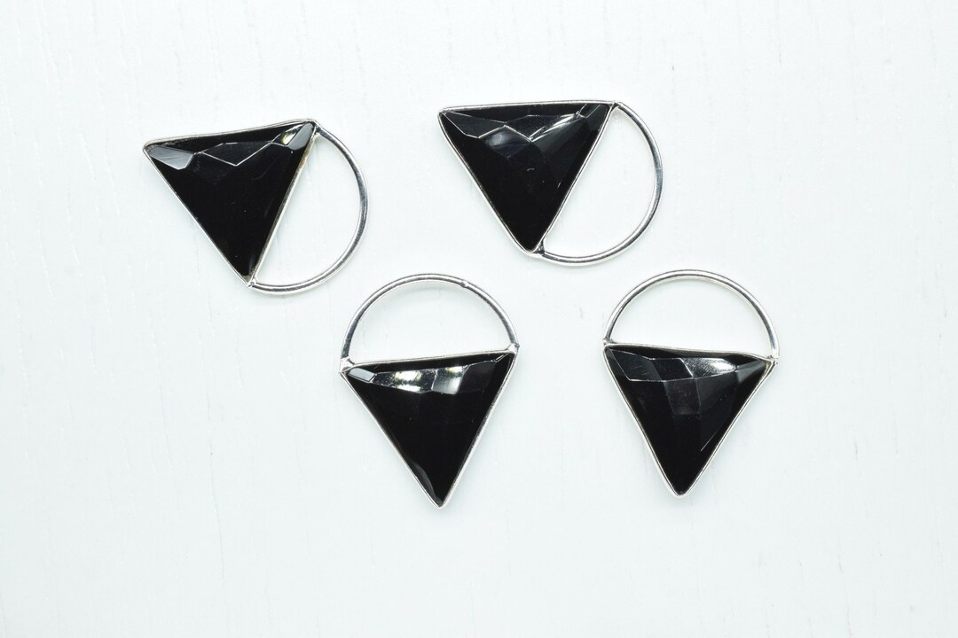 Black Onyx Triangle Connector, Triangle Pendant Component,handmade ...