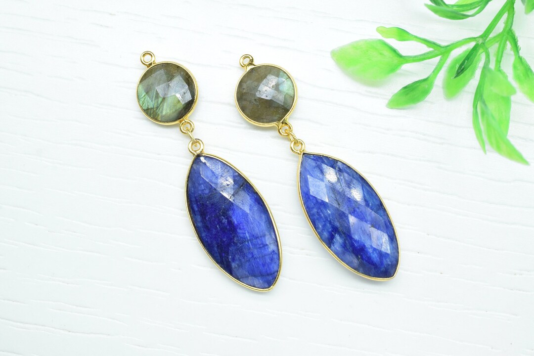 Blue Sapphire Component Pendant,multi Gemstone Dangle Earring,necklace ...